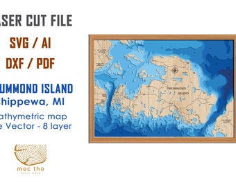 Digital File PDF, SVG - Lake Rathbun Iowa Bathymetric Depth Layers SVG ...