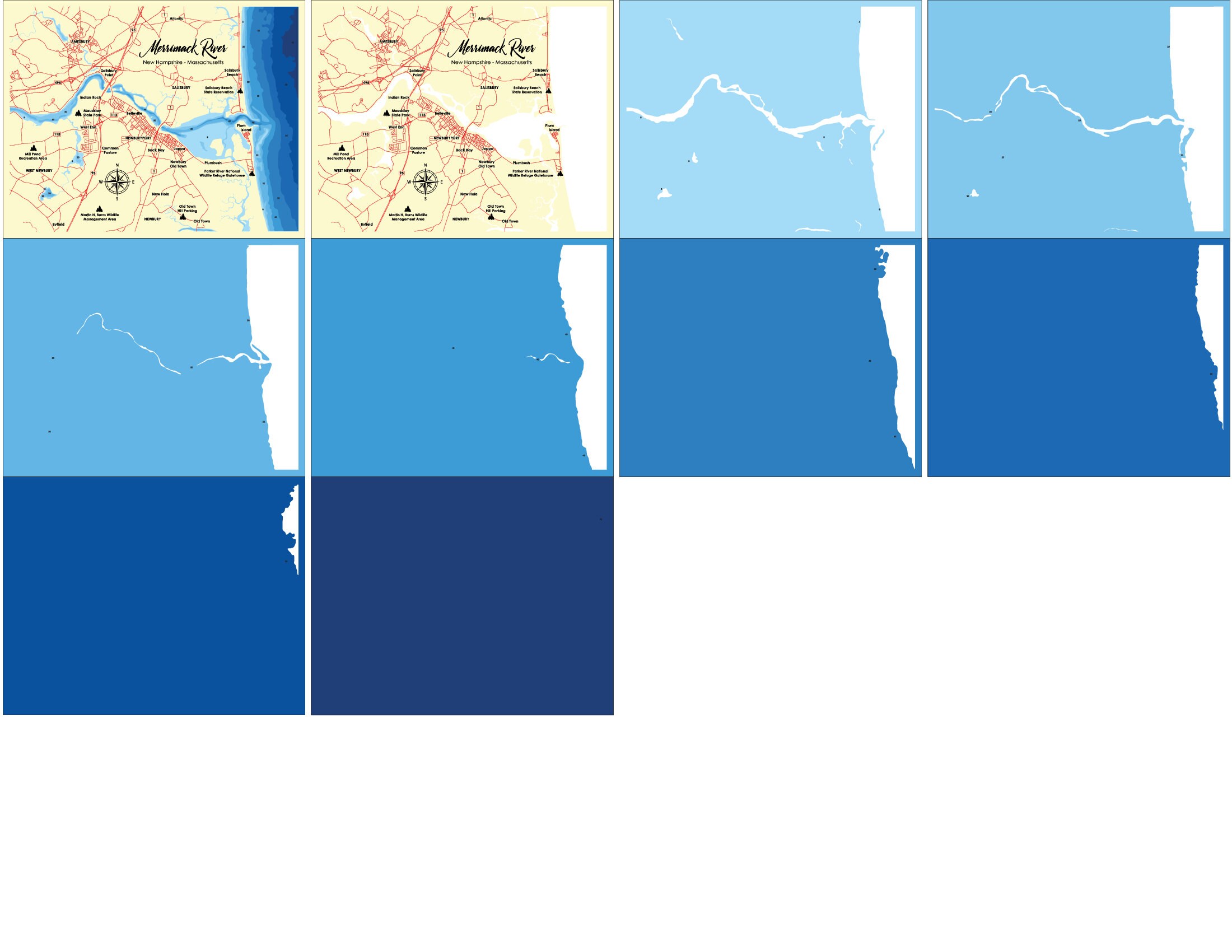 Digital File PDF, SVG - Merrimack River New Hampshire Bathymetric Depth ...