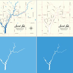 Digital File PDF, SVG - Secord Lake Gladwin Michigan Map Bathymetric ...