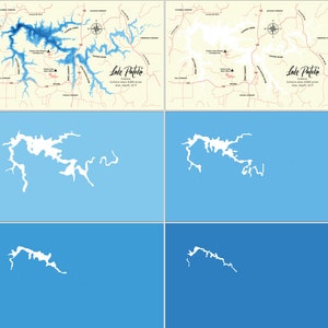 Digital File PDF, SVG - Lake Patoka Indiana Bathymetric Depth Layers ...
