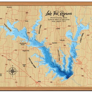 Digital File PDF, SVG - Lake Fork Reservoir Texas Bathymetric Depth ...
