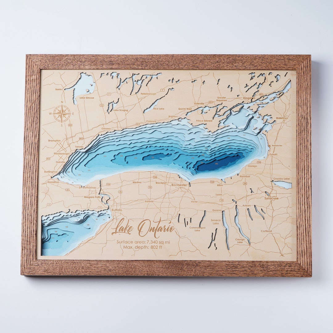 Lake Ontario, Great Lakes - Custom Lake 3D Map | Bathymetric ...