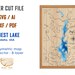 Digital File PDF, SVG - Priest Lake Idaho Map Bathymetric Depth Layers ...
