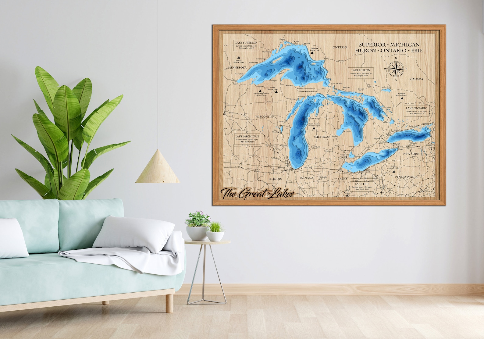 Digital File PDF, AI, SVG the Great Lakes Map Wood Multilayer Laser Cut ...