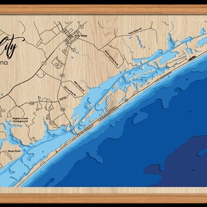 Digital File PDF, SVG - Surf City North Carolina Bathymetric Depth ...