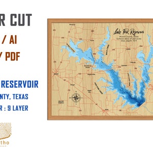 Digital File PDF, SVG - Lake Fork Reservoir Texas Bathymetric Depth ...