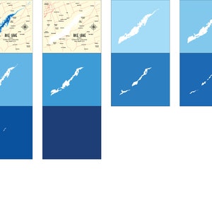 Digital File PDF, SVG - Rice Lake Ontario Map Bathymetric Depth Layers ...