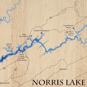 Digital File PDF, SVG - Norris Lake Tennessee Map Bathymetric Depth ...