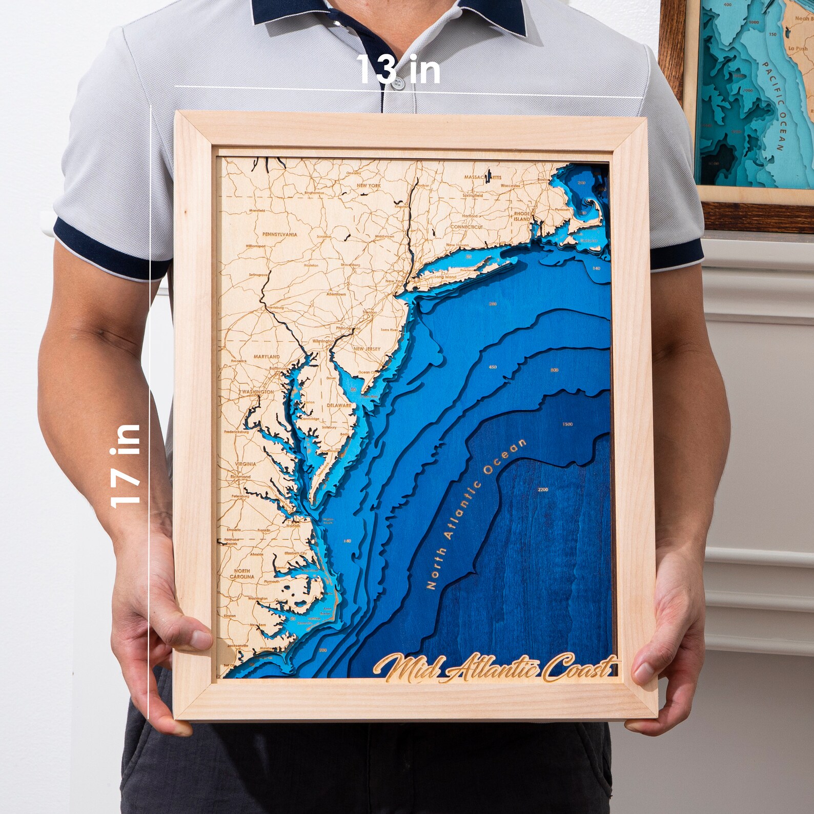Mid Atlantic Coast 9 Layer Wood Map Custom Map Wood - Etsy
