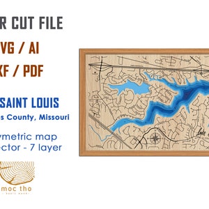 Digital File PDF, SVG - Lake Saint Louis Missouri Bathymetric Depth ...
