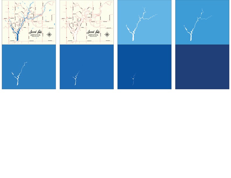 Digital File PDF, SVG - Secord Lake Gladwin Michigan Map Bathymetric ...