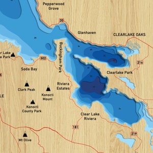 Digital File PDF, SVG - Clear Lake California Map Bathymetric Depth ...