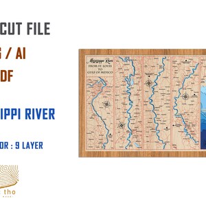 Digital File PDF, SVG - Mississippi River From St Louis to Gulf of ...