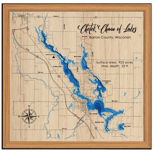 Digital File PDF, SVG - Lake Chetek Wisconsin, Bathymetric Depth Layers ...
