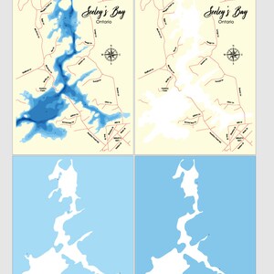 Digital File PDF, SVG Seeley's Bay Ontario Map Bathymetric Depth Layers ...