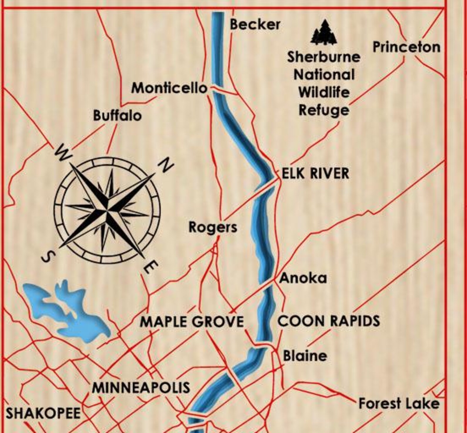 Digital File PDF, SVG - Mississippi River Upper From Minneapolis to St ...