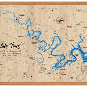 Digital File PDF, SVG - Lake Travis Texas Bathymetric Depth Layers SVG ...