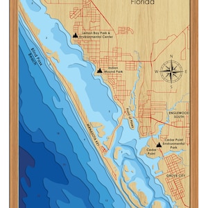Digital File PDF, SVG - Englewood Florida Map Bathymetric Depth Layers ...
