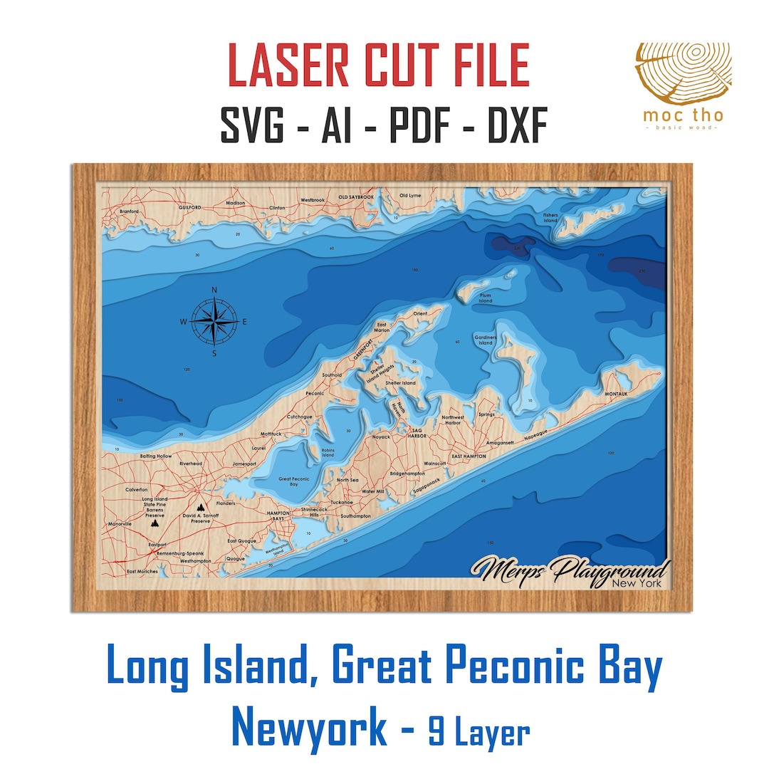 Digital File PDF, SVG - Long Island Great Peconic Bay Newyork ...
