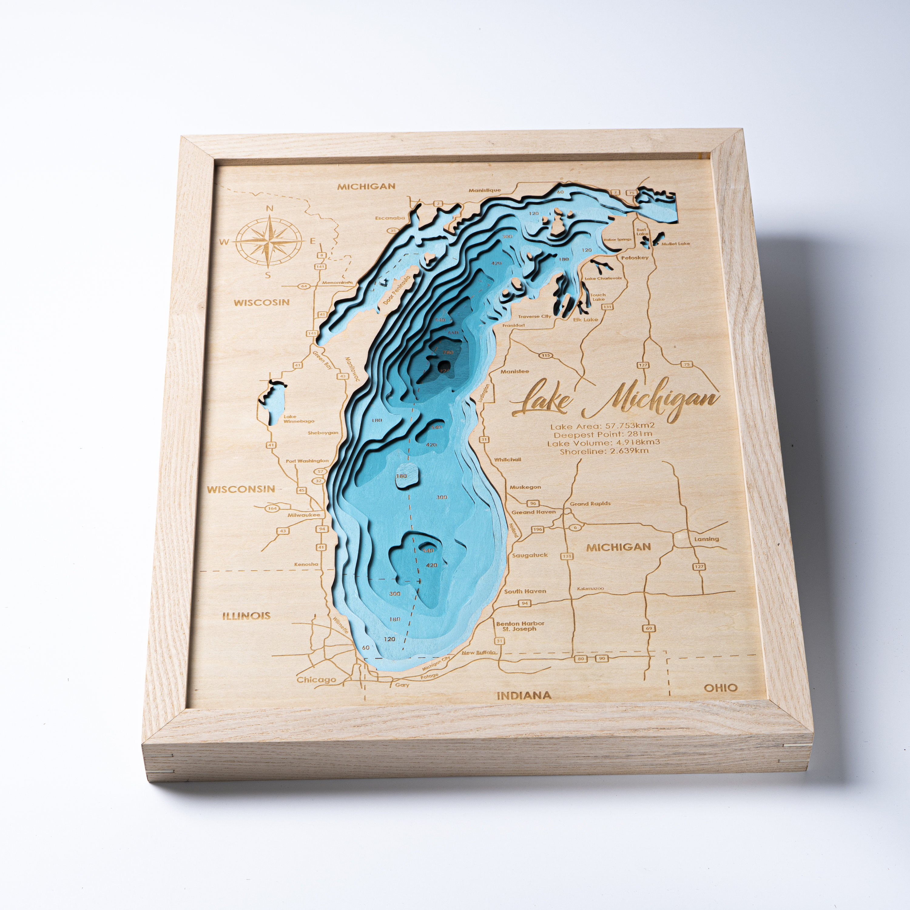 Digital File DXF AI SVG Michigan Lake Map Wood Bathymetric - Etsy