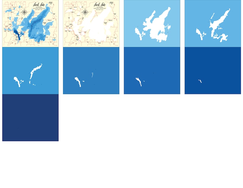 Digital File PDF, SVG - Leech Lake Cass County Minnesota , Bathymetric ...