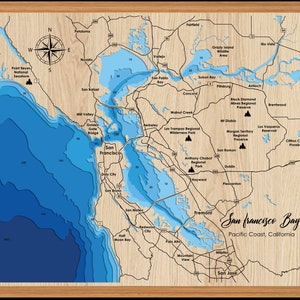 Digital File PDF, SVG - San Francisco Bay California Bathymetric Depth ...