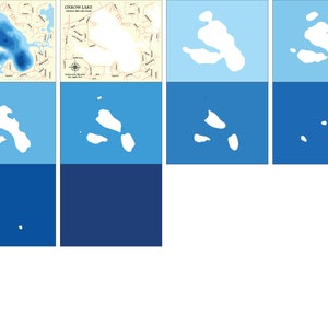 Digital File PDF, SVG - Oxbow Lake Michigan Map Bathymetric Depth ...