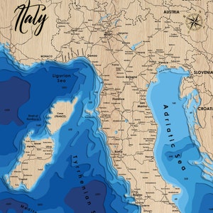 Digital File PDF, SVG - Italy Country Map Bathymetric Depth Layers SVG ...