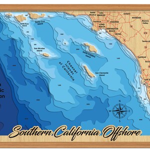 Digital File PDF, SVG - Southern California Offshore Map, Bathymetric ...