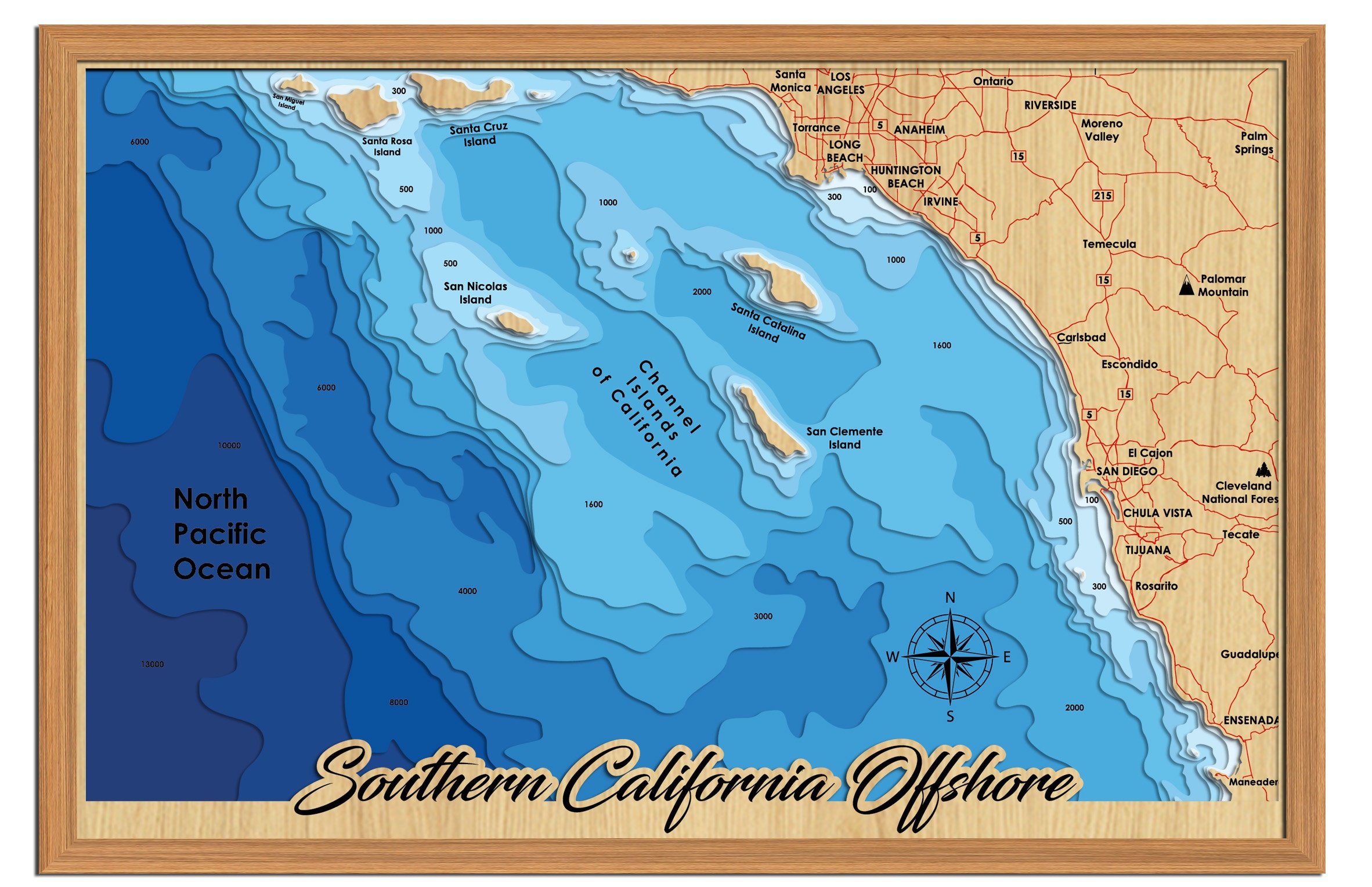 Digital File PDF, SVG - Southern California Offshore Map, Bathymetric ...