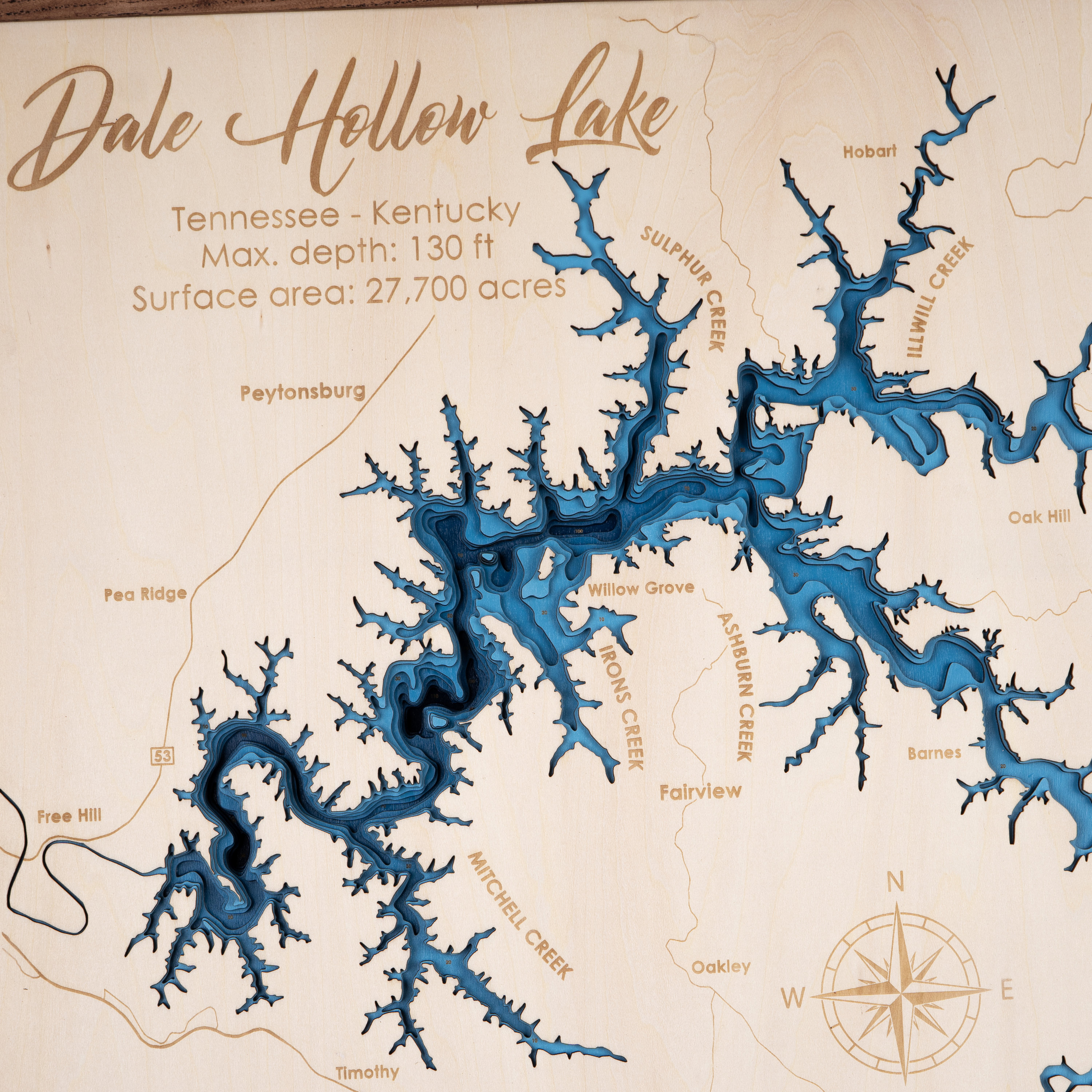 Digital File PDF, SVG - Dale Hollow Reservoir, Tennessee Map ...