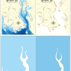 Digital File PDF, SVG - Little Assawoman Bay Delaware Bathymetric Depth ...