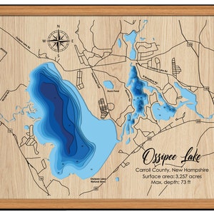 Digital File PDF, SVG - Ossipee Lake Carroll County Nh Bathymetric ...