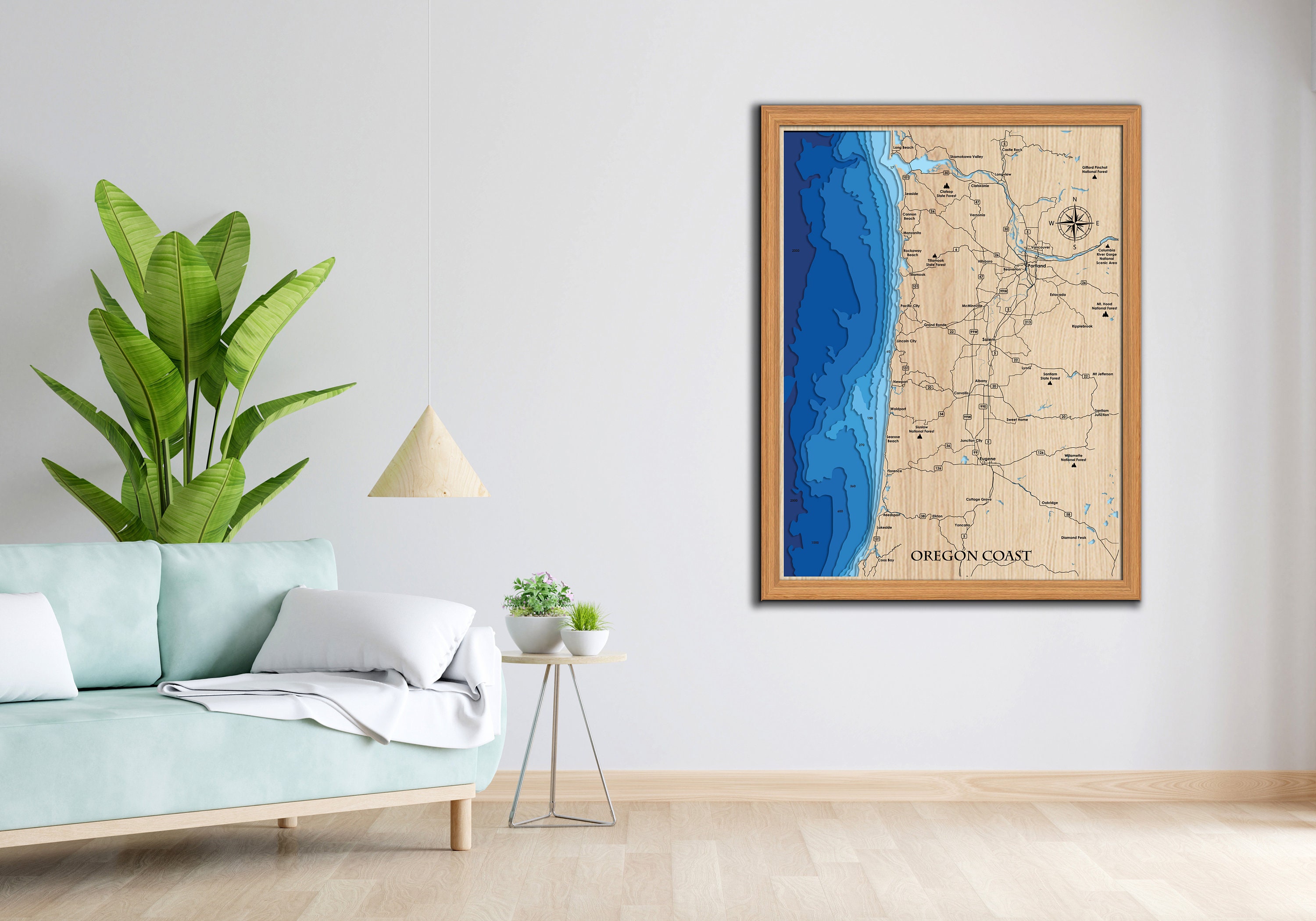 Digital File PDF, SVG - Oregon Coast or Bathymetric Depth Layers SVG ...