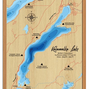 Digital File PDF, SVG - Kalamalka Lake British Columbia Bathymetric ...