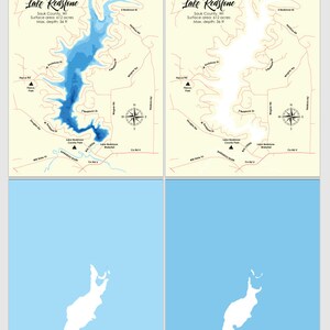Digital File PDF, SVG - Lake Redstone Wisconsin Bathymetric Depth ...