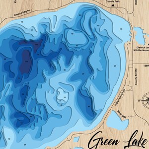 Digital File PDF, SVG - Green Lake Kandiyohi Minnesota Map Bathymetric ...
