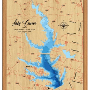 Digital File PDF, SVG - Lake Conroe, Texas Bathymetric Depth Layers SVG ...