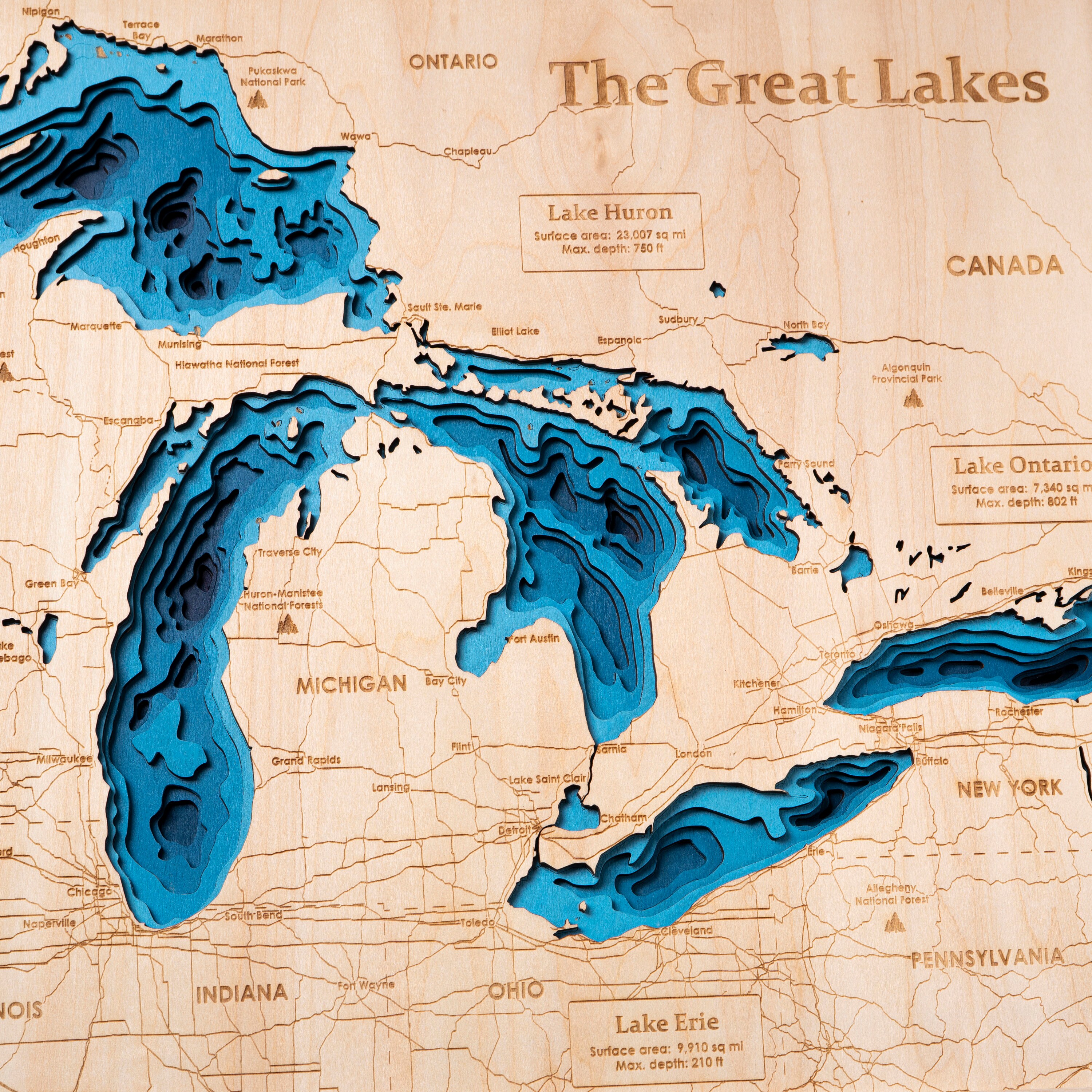 Digital File PDF, AI, SVG the Great Lakes Map Wood Multilayer Laser Cut ...