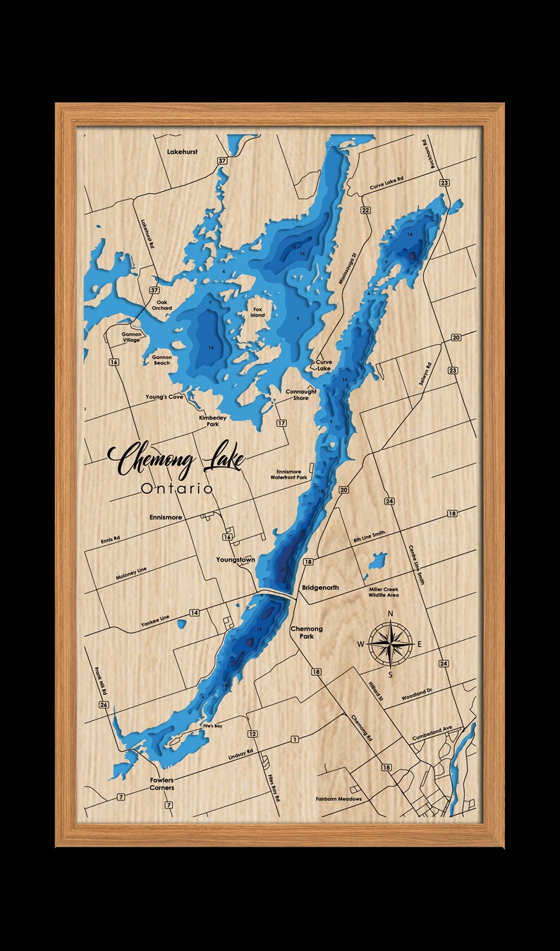Digital File PDF, SVG - Chemong Lake Ontario, Bathymetric Depth Layers ...