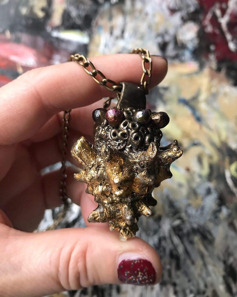 Seashell Necklace Pendant Magic Fantasy Pendant Bronze Golden Shell ...