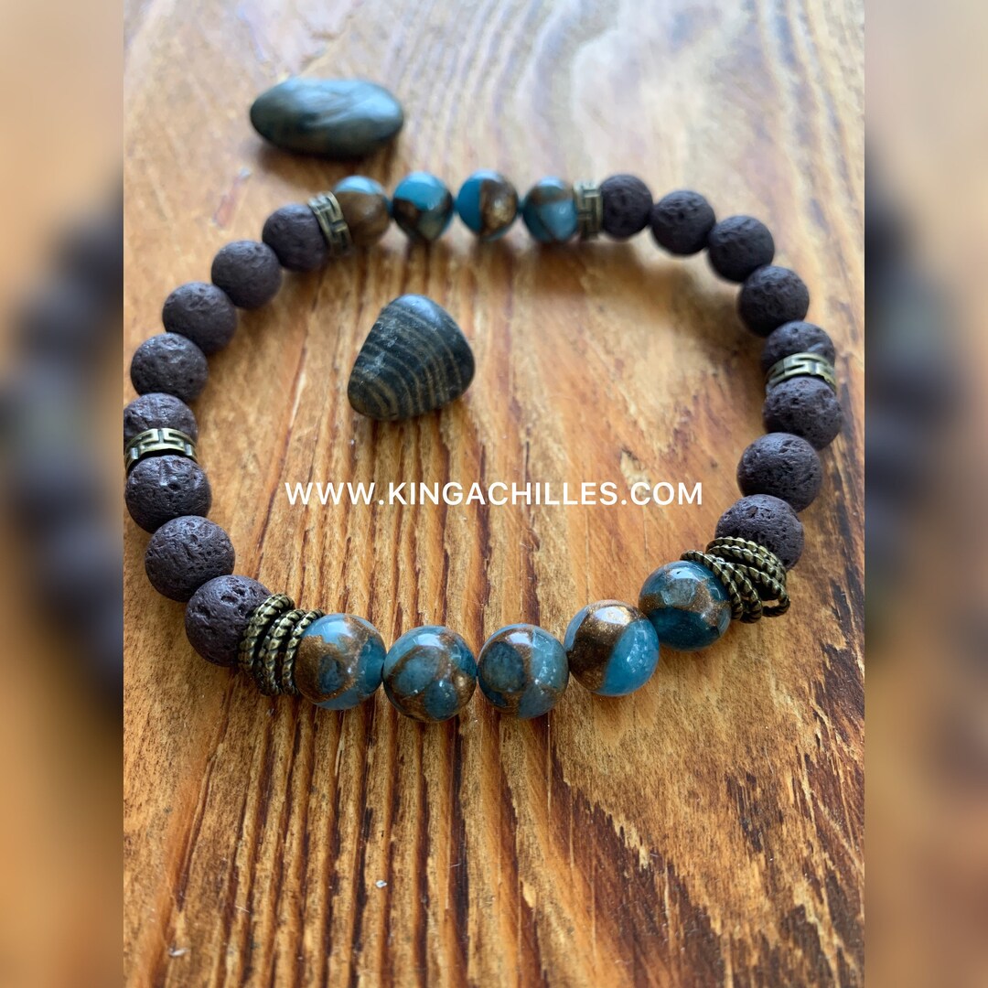 King Achilles Mens Lava Beaded Bracelet - Etsy