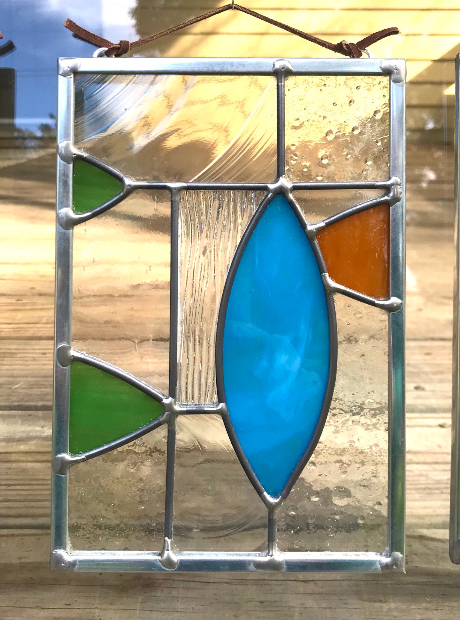 Mid-century Modern Design Stained Glass Faux-transom Triptych - Etsy