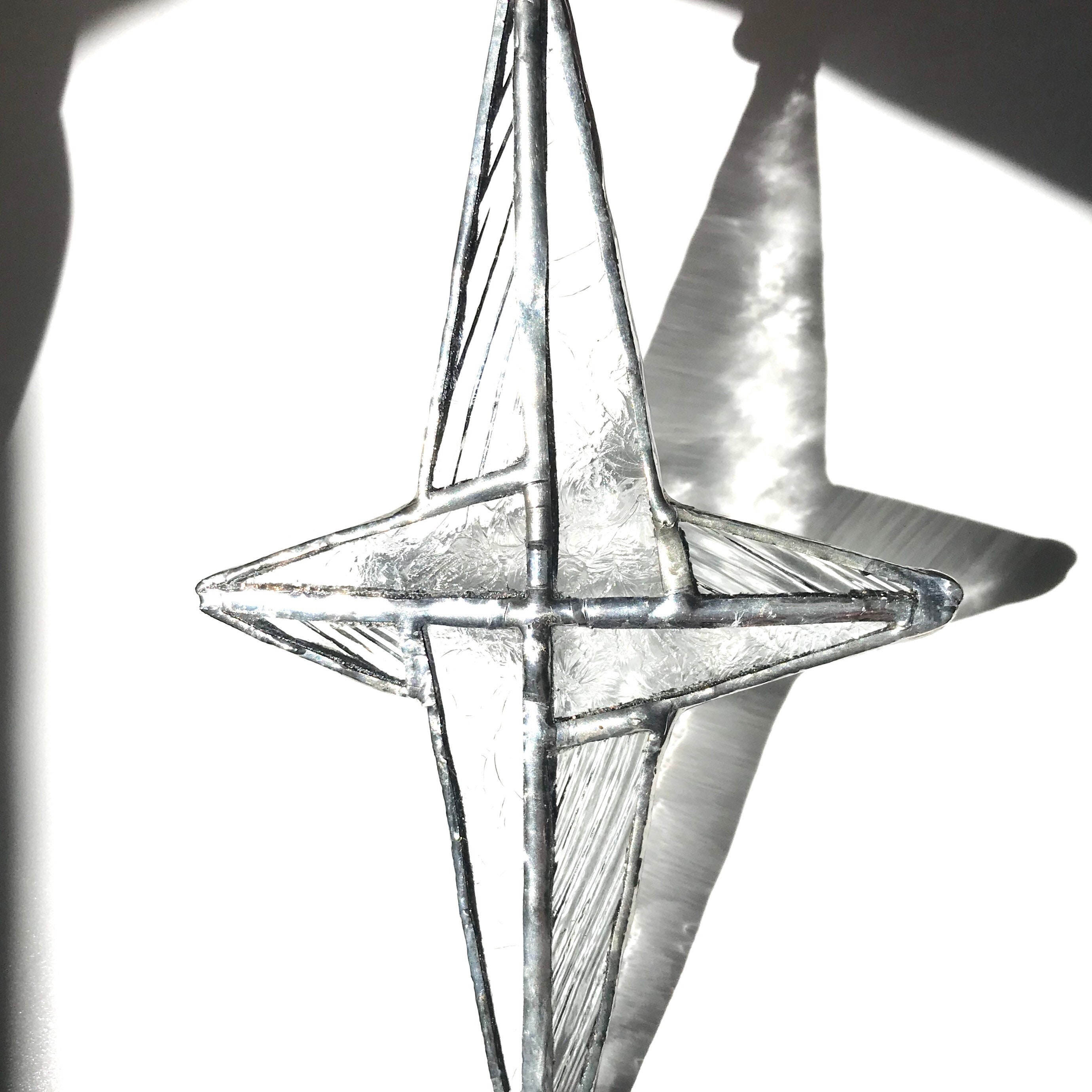 Two Clear Textured Glass 4-point Star Suncatcher Ornament Set - Etsy