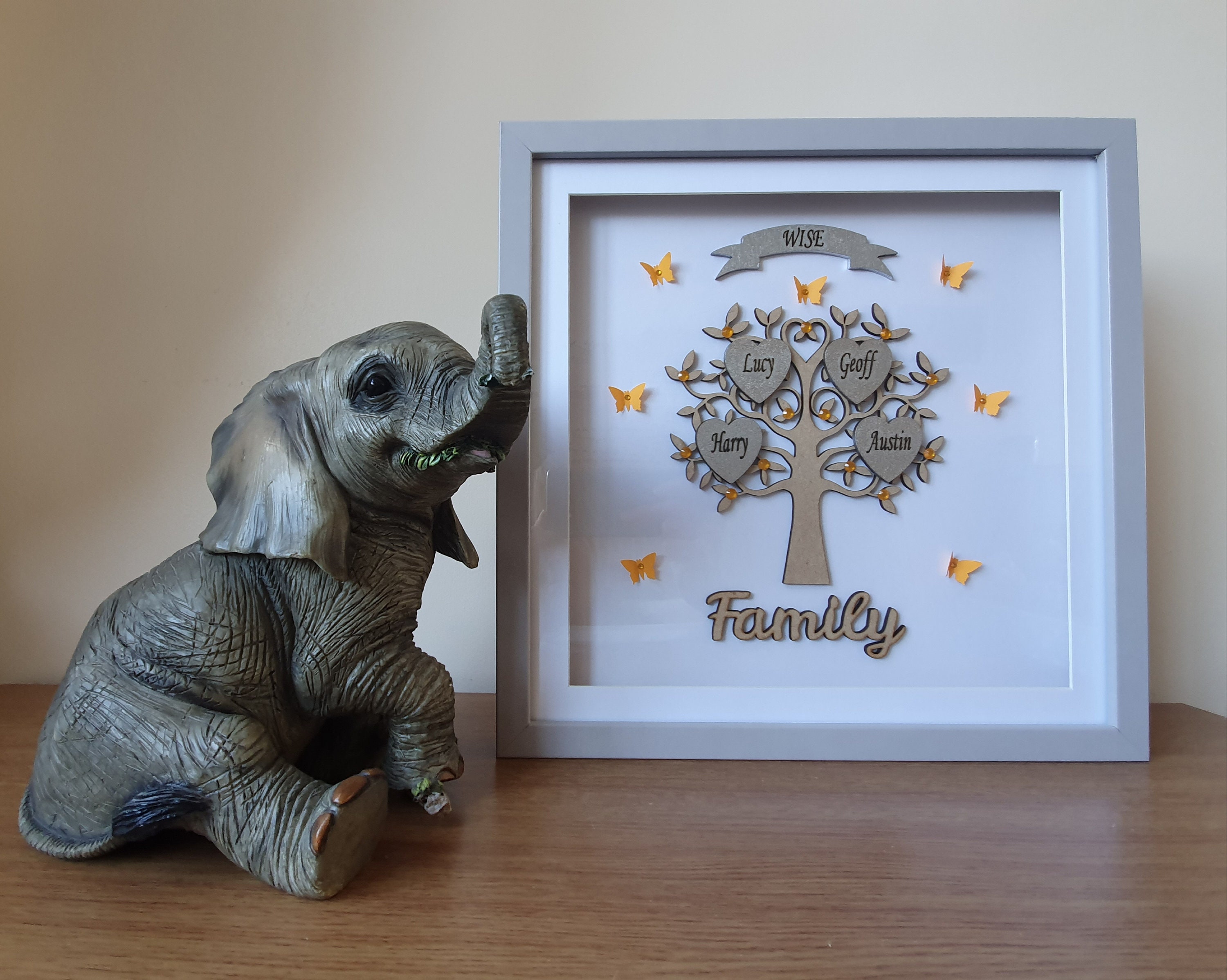 Personalised Family Tree with Engraved Banner Surname Frame | Etsy