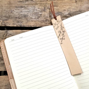 Leather Bookmark, Wildflower, Olive Branch, Willow Tree, Customize - Etsy