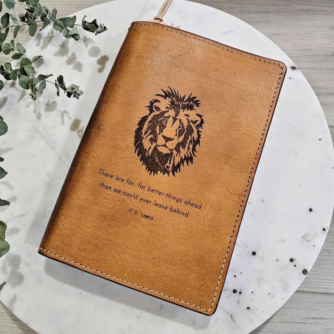 Personalized Leather Journal Notebook, CS Lewis Quote & Lion Journal ...