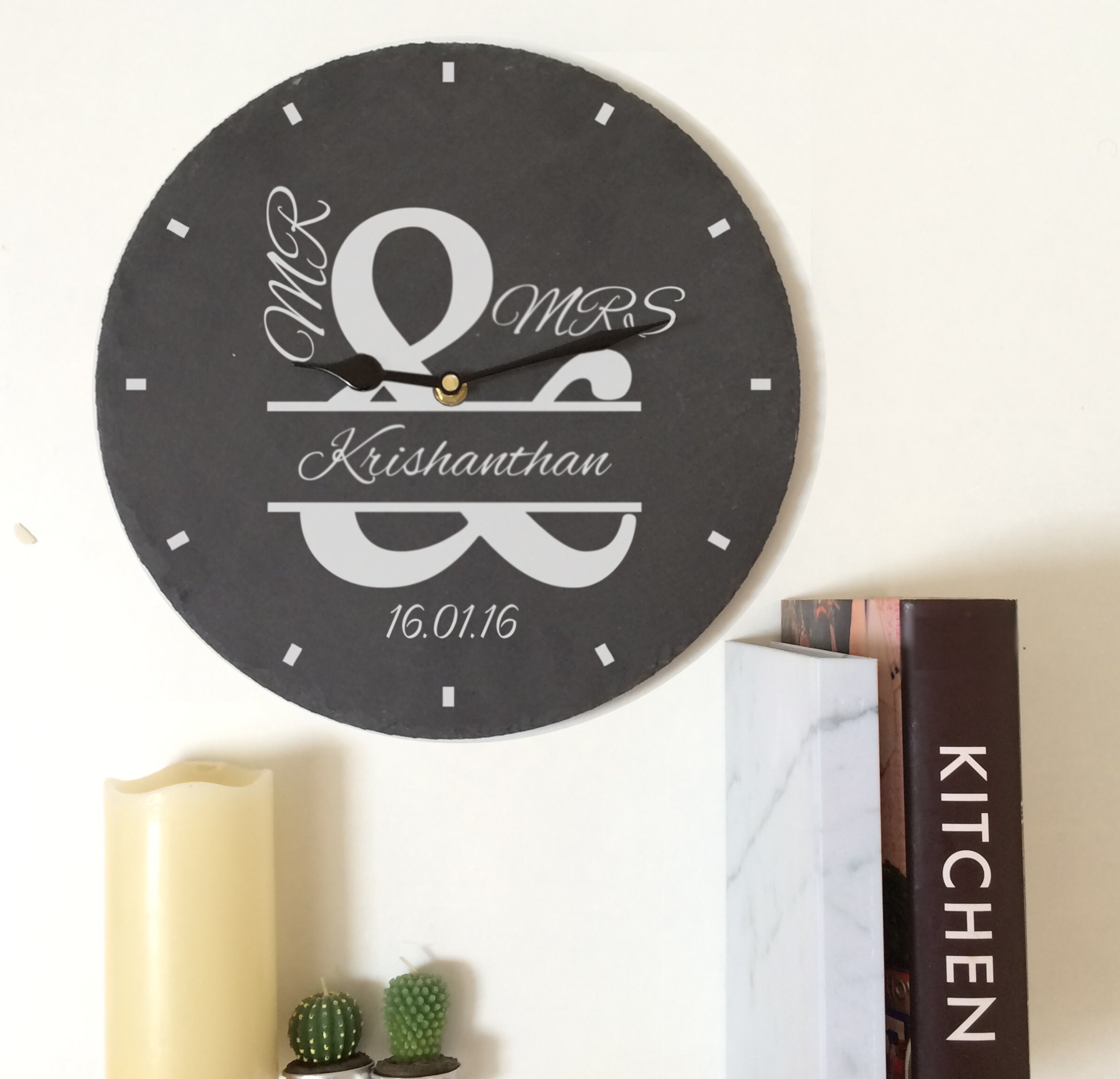 Personalised Slate Wedding Clock | Personalised Mr & Mrs Clock ...