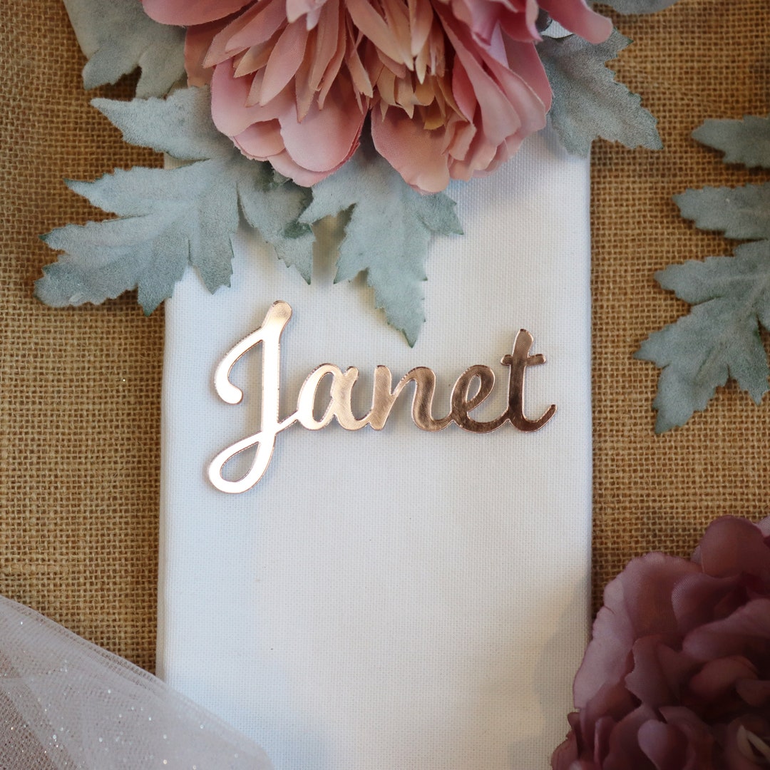 Rose Gold Acrylic Name Place Table Settings | Mirror Place Settings for ...
