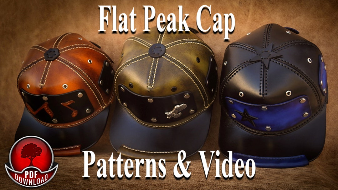 Flat Peak Cap Patterns & Video Tutorial Flat Peak Cap Templates 5 Sizes ...